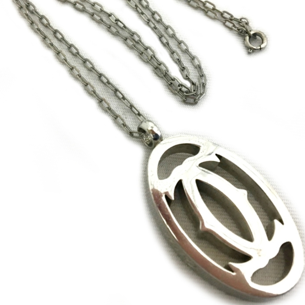 Auth Cartier Logos Silvertone Chain Necklace 90237 - Gem